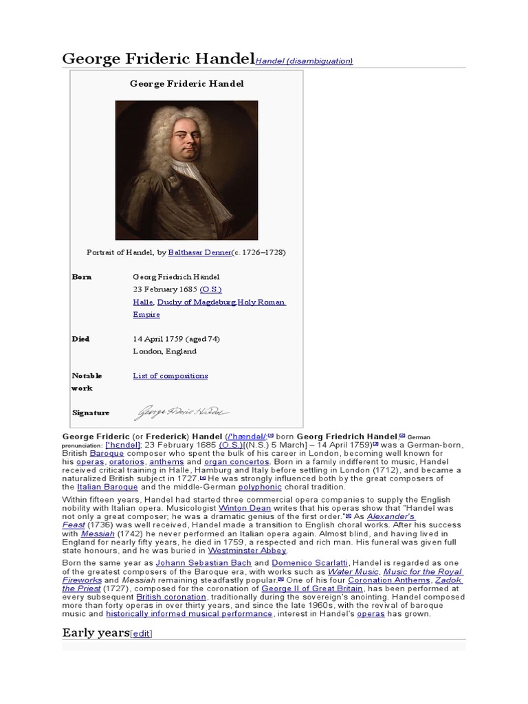 George Frideric HandelHandel | PDF | George Frideric Handel | Opera