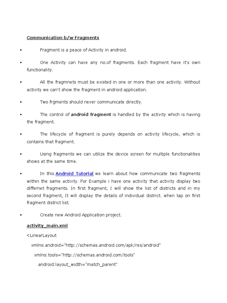 Android Fragment Communication Guide | PDF | Java (Programming Language ...