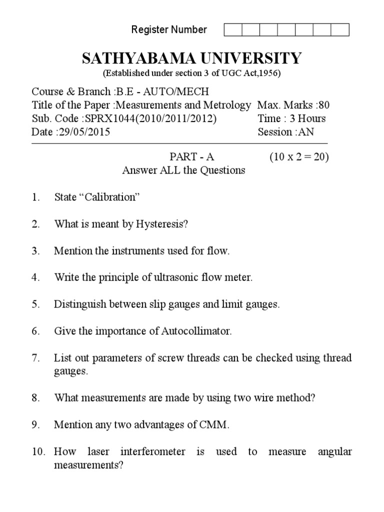 Sathyabama University Question Paper | PDF | Science & Mathematics ...