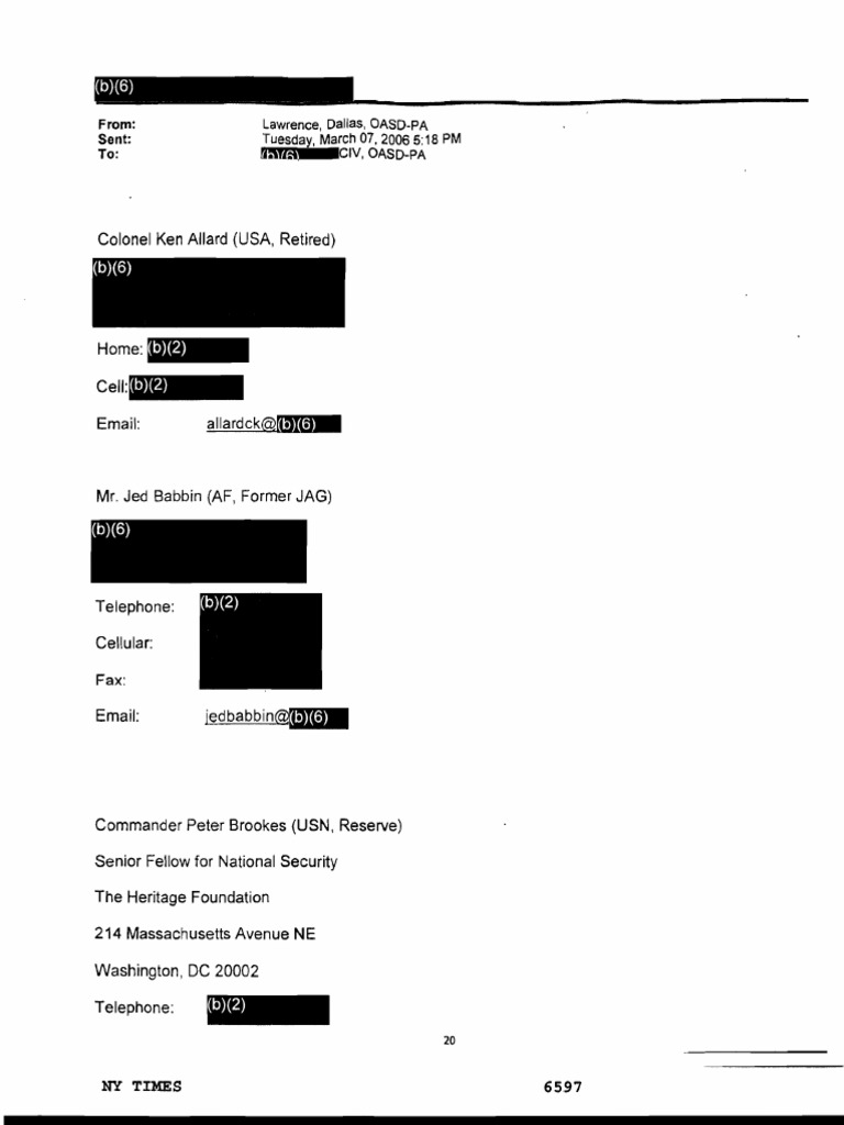 Pentagon Military Analysts Program Documents Obtained by The New York ...