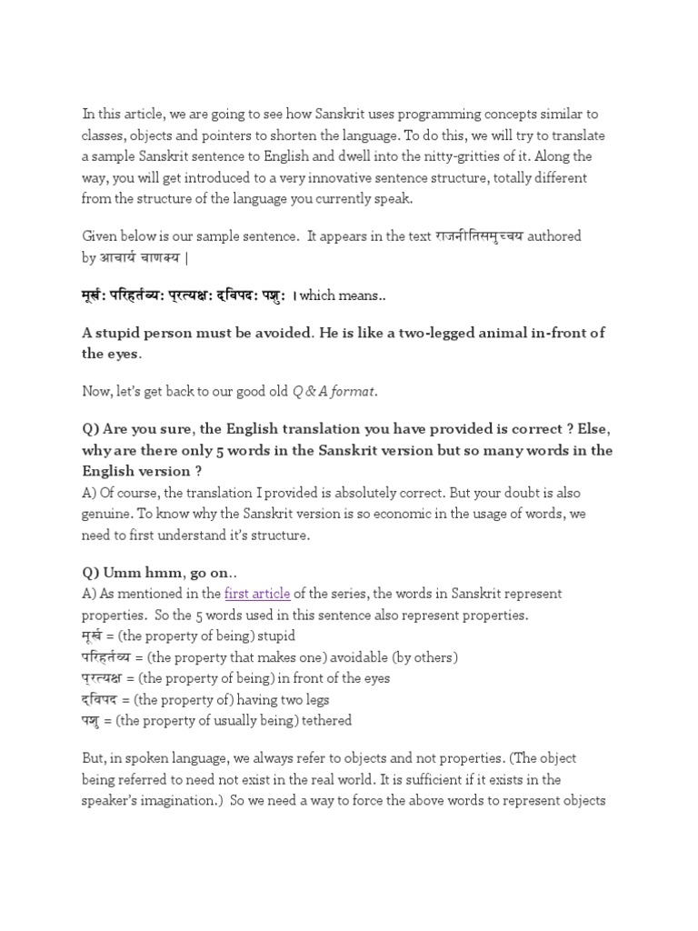 Sanskrit-Verbless Sentences in Sanskrit | PDF | Grammatical Number ...