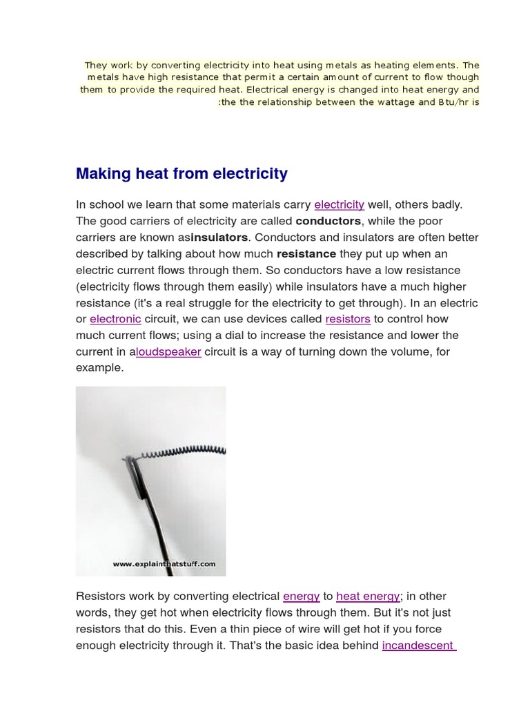 Making Heat From Electricity | Download Free PDF | Incandescent Light ...