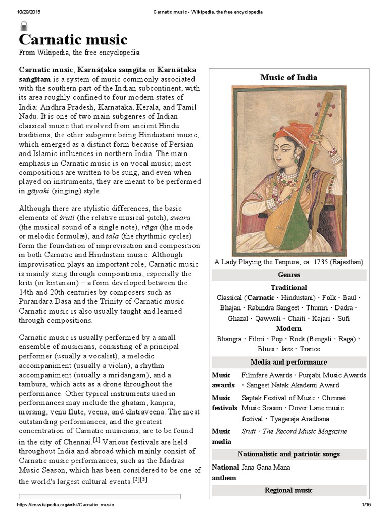 Carnatic Music | Classical And Art Music Traditions | Performing Arts