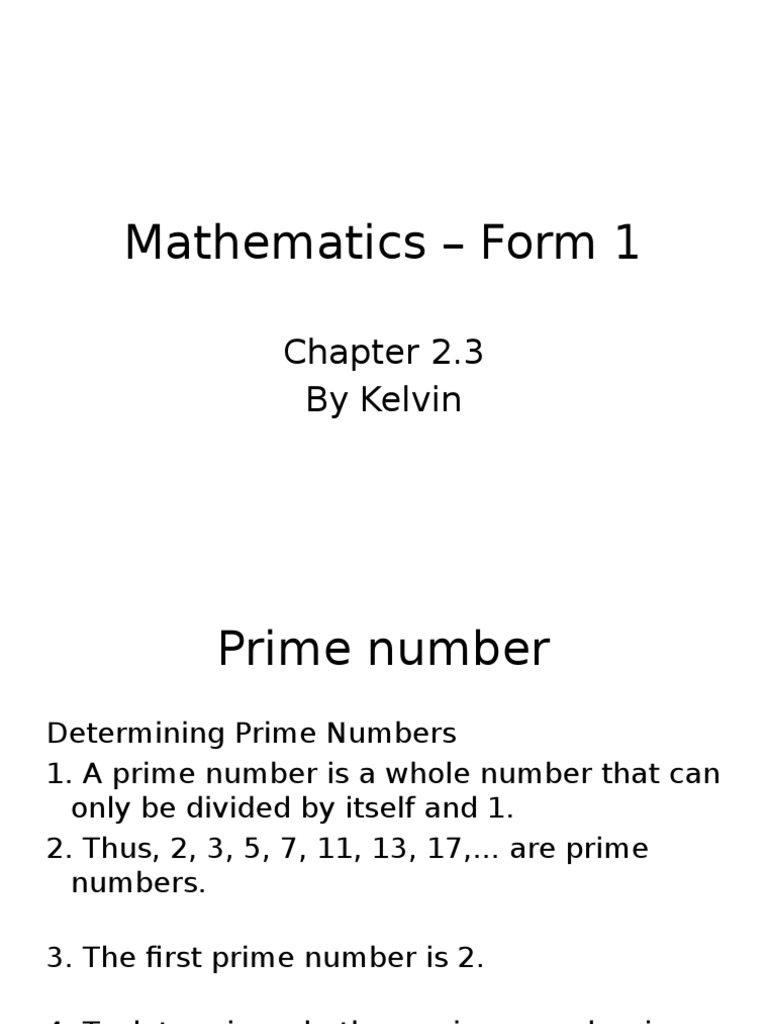 Math Chapter 2.3 Form 1 by Kelvin | PDF | Prime Number | Numbers