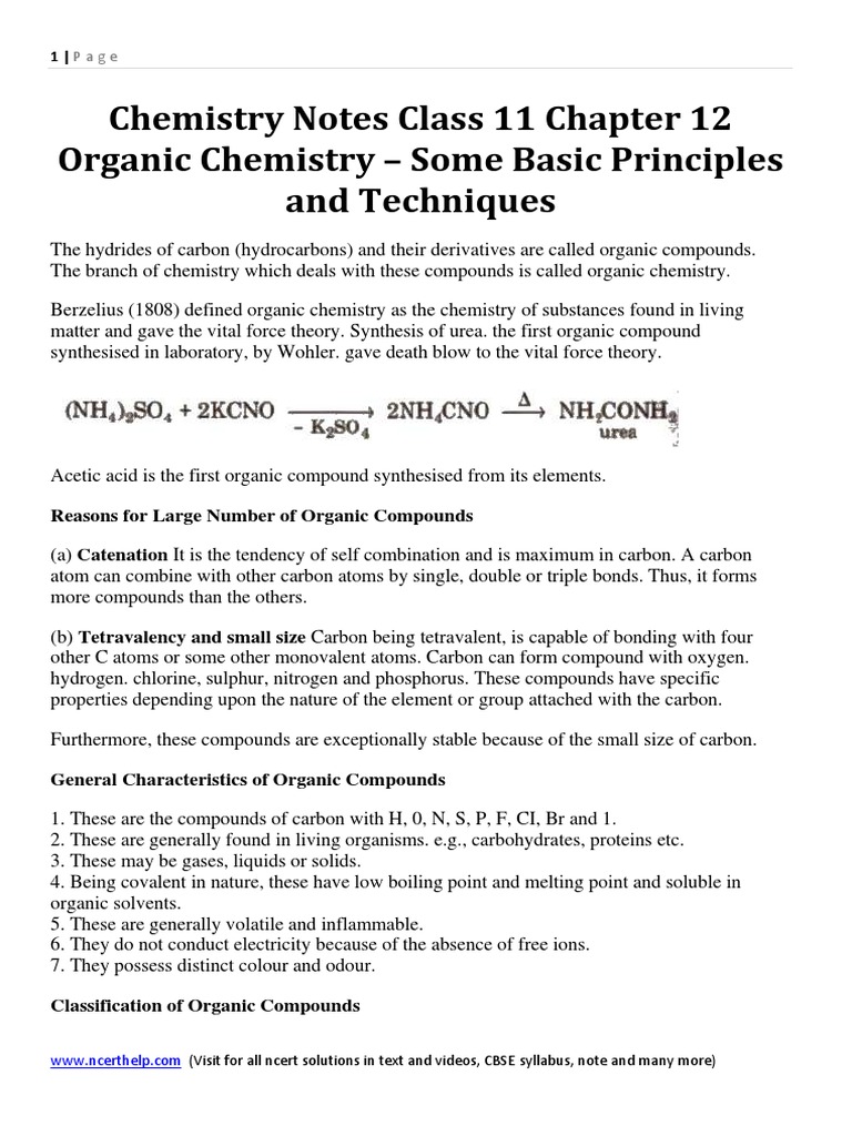 Chemistry Notes Class 11 Chapter 12 Organic Chemistry Some Basic ...