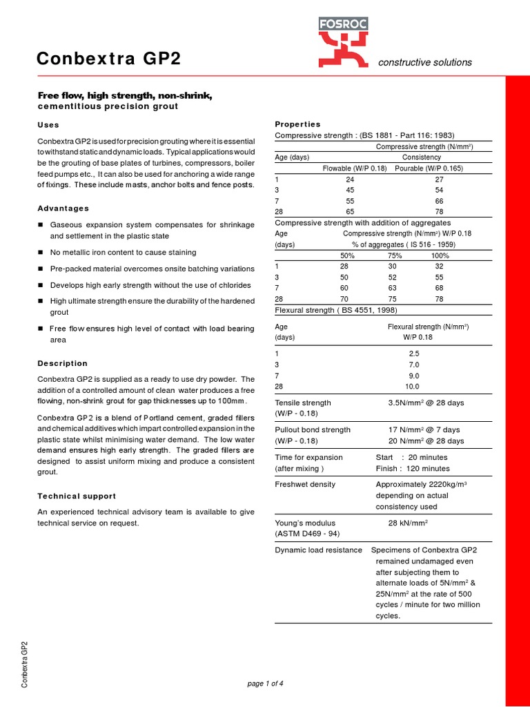 Conbextra GP2 | PDF | Strength Of Materials | Concrete