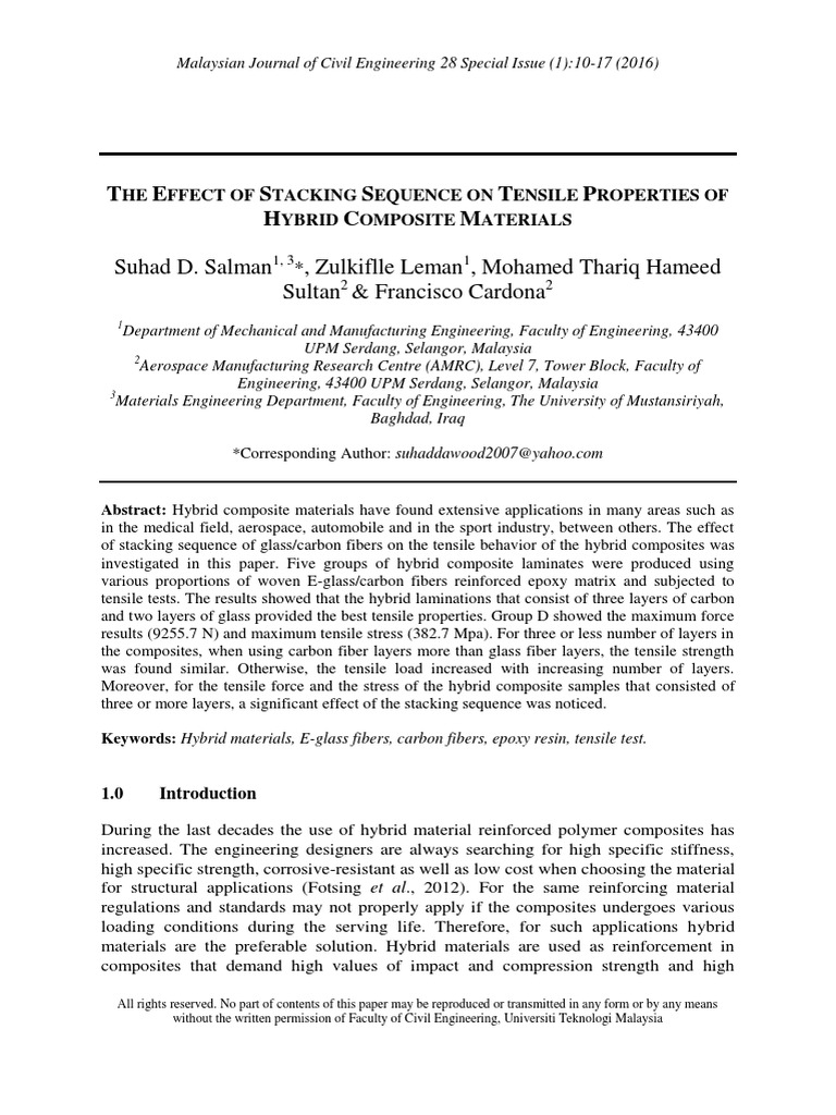 The Effect of Stacking Sequence On Tensile Properties of Hybrid ...