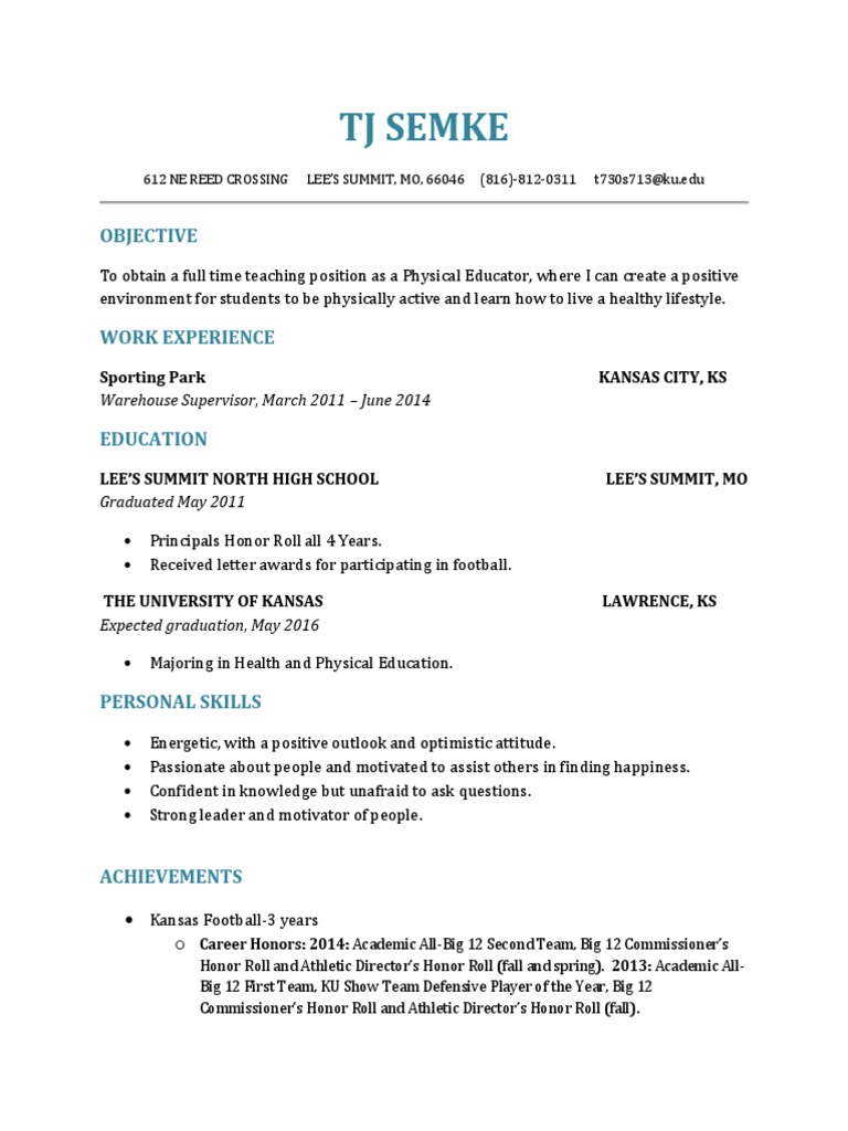 Resume TJ | PDF | Sports & Recreation