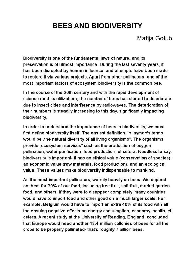 Bees and Biodiversity | PDF | Biodiversity | Natural Resource Management