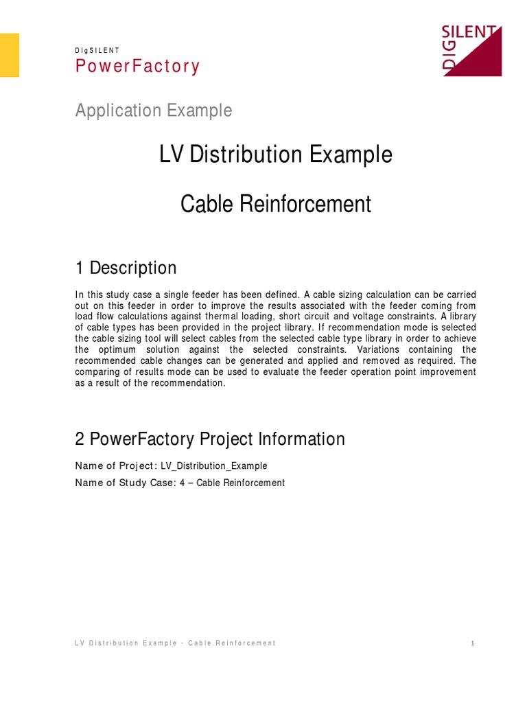 LV Distribution Example: Cable Reinforcement | PDF