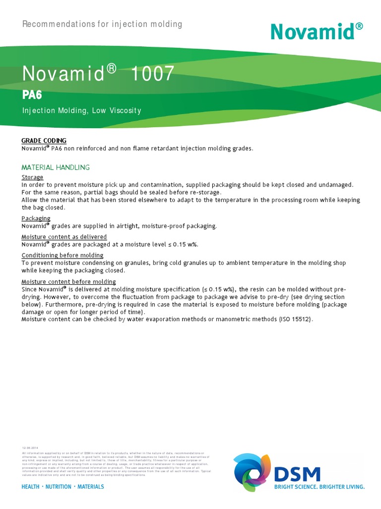 Novamid1007 Injection Recommendations | PDF | Information | Temperature