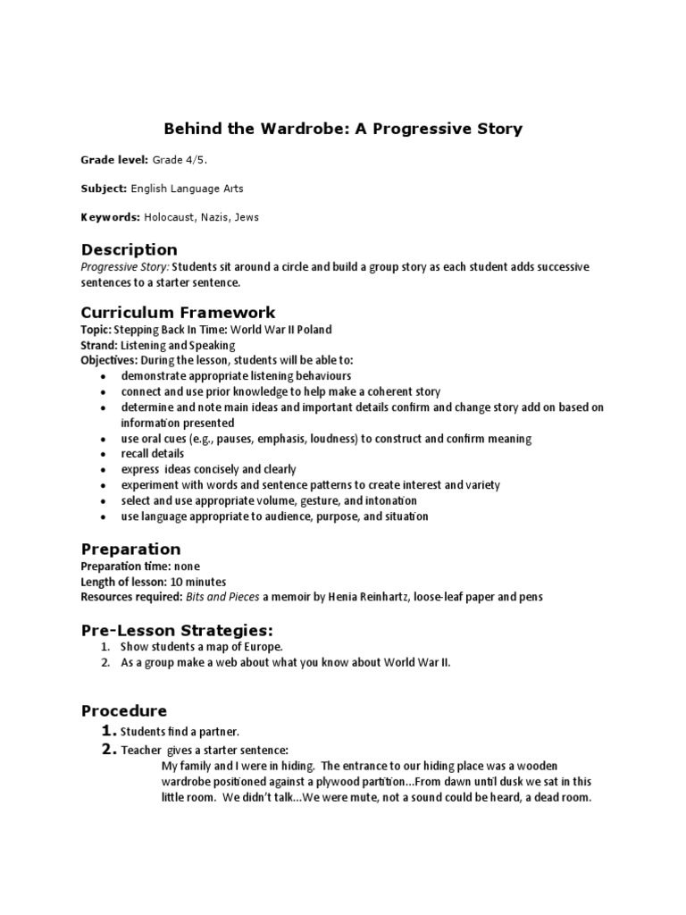 Behind The Wardrobe: A Progressive Story | PDF | Storytelling ...