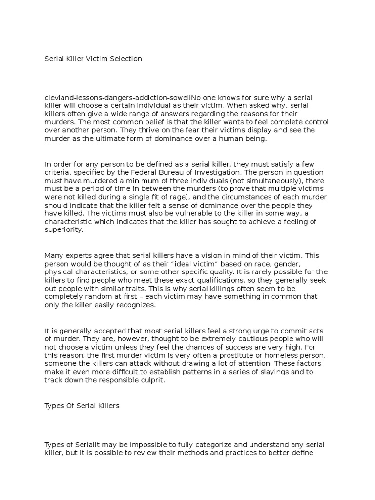 Serial Killer Victim Selection Patterns | PDF | Serial Killer | Murder