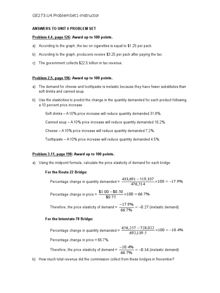 Ge273.U4.Problemset1-Instructor: Answers To Unit 4 Problem Set Problem ...