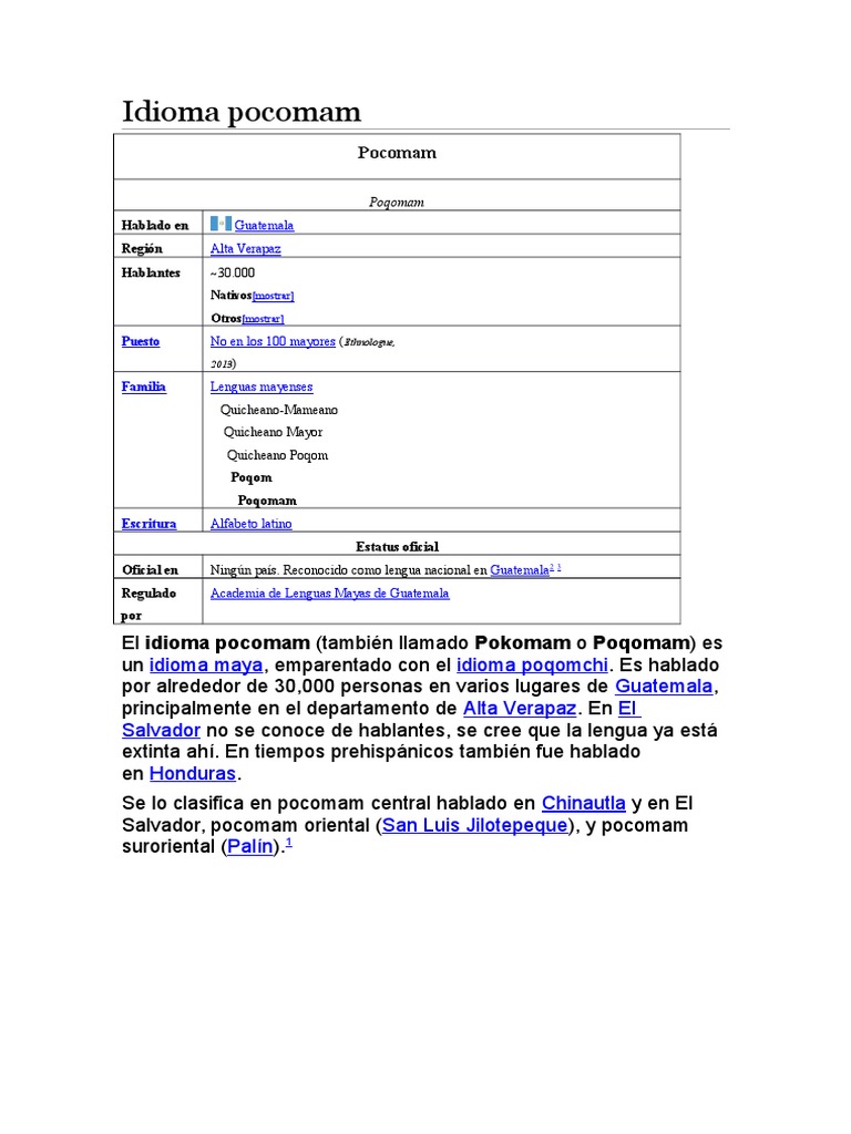 Idioma Pocomam | PDF