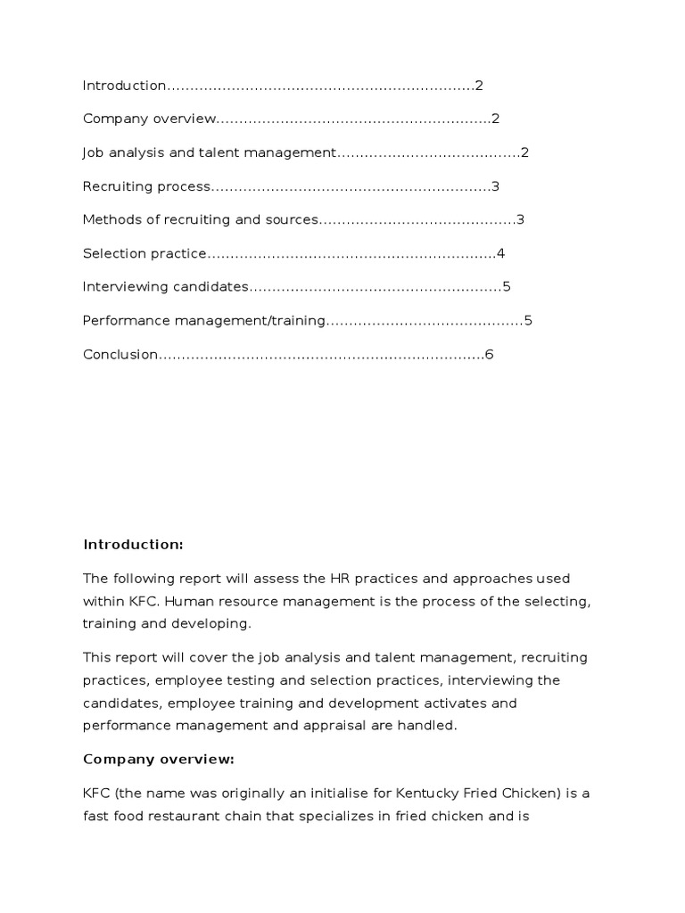KFC HRM | PDF | Recruitment | Human Resource Management