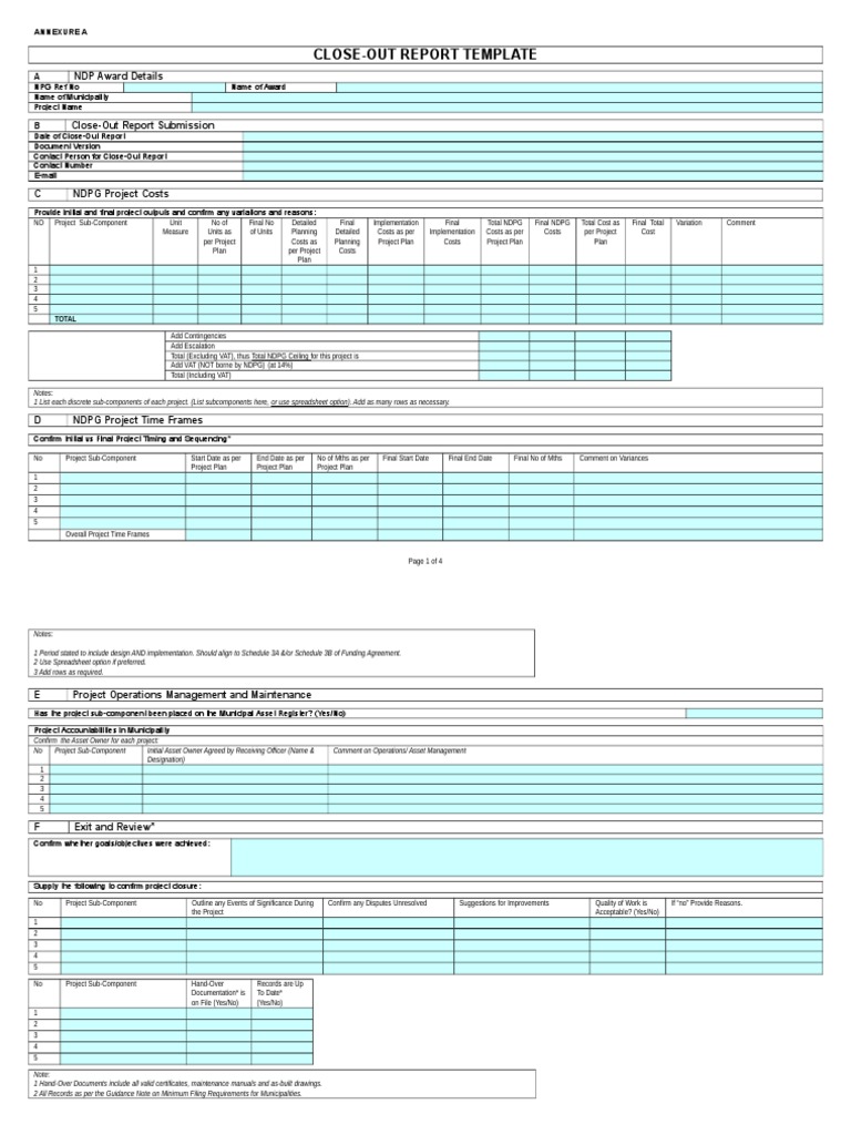 6.2 Close-Out Report Template Mar 10 | PDF | Business | Economies