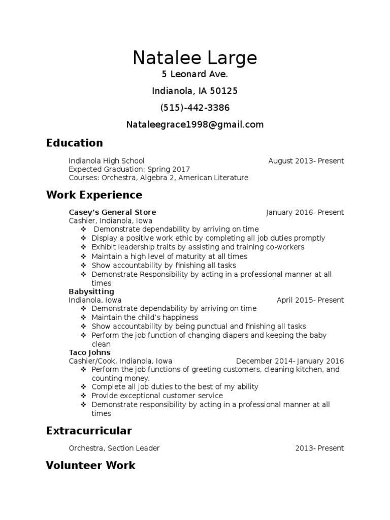 Natalee Large's Resume Overview | PDF