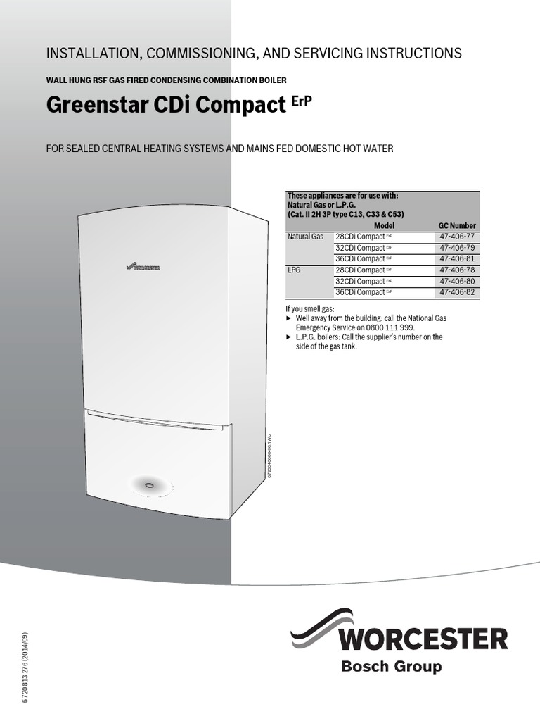 Greenstar Cdi Compact Combi ErP Installation and Servicing Instructions ...