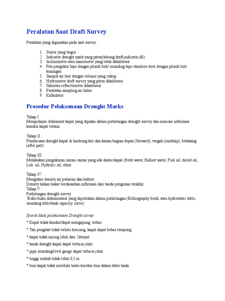 Draught Surveys | PDF