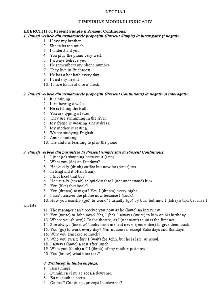 Exercitii Tot Verbul | PDF | Languages | Nature