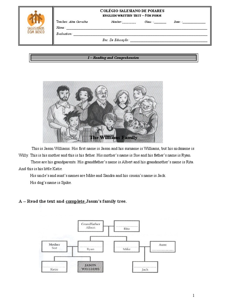 Jason Williams Family Tree Activity | PDF