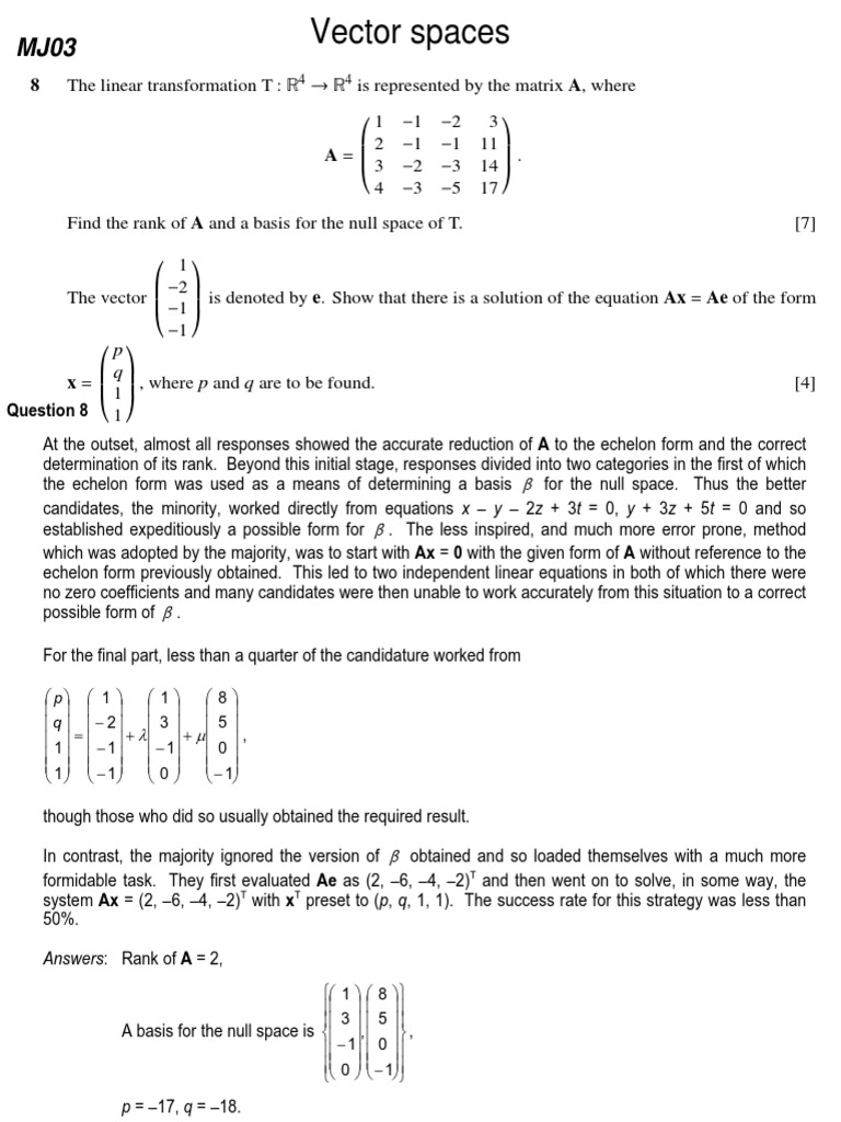 Vector Spaces | Basis (Linear Algebra) | Matrix (Mathematics)