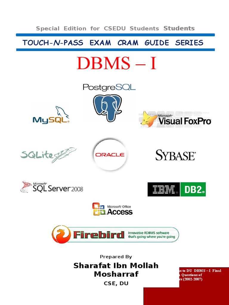 DBMS - I Exam Cram Guide | PDF | Databases | Relational Database
