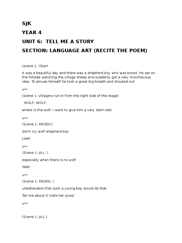 The Boy Who Cried Wolf (Script) | PDF