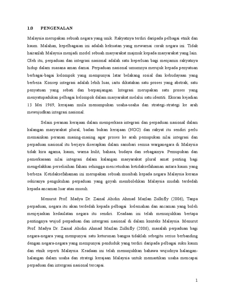 Integrasi Dan Perpaduan Nasional | PDF