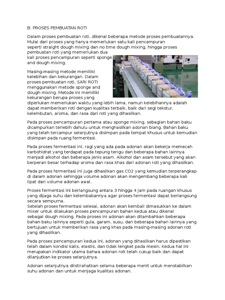 Proses Pembuatan Roti Sari Roti | PDF