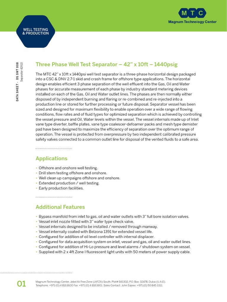 Separator 42x10 | PDF | Gases | Gas Technologies