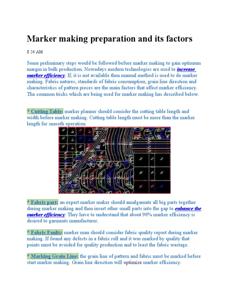 Marker Making Preparation and Its Factors | PDF | Seam (Sewing) | Clothing