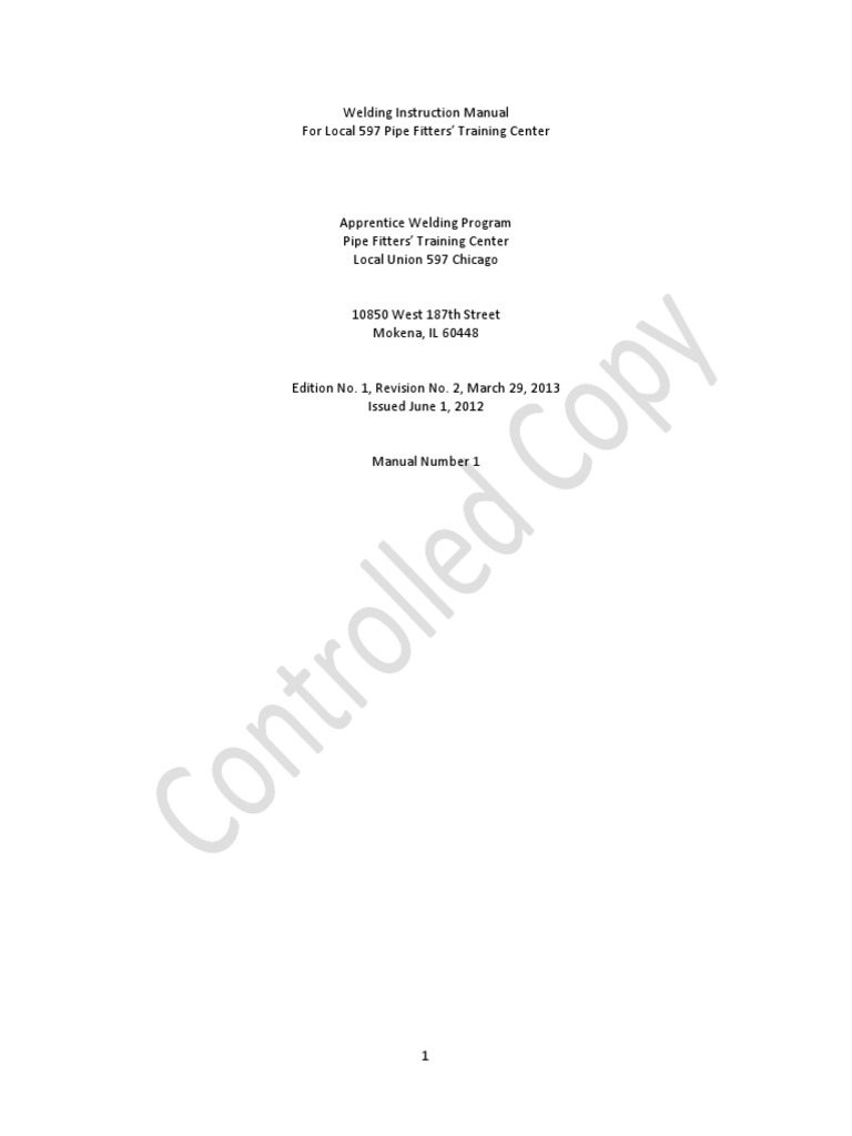 A Comprehensive Welding Training Manual for Local Union 597 Pipe ...