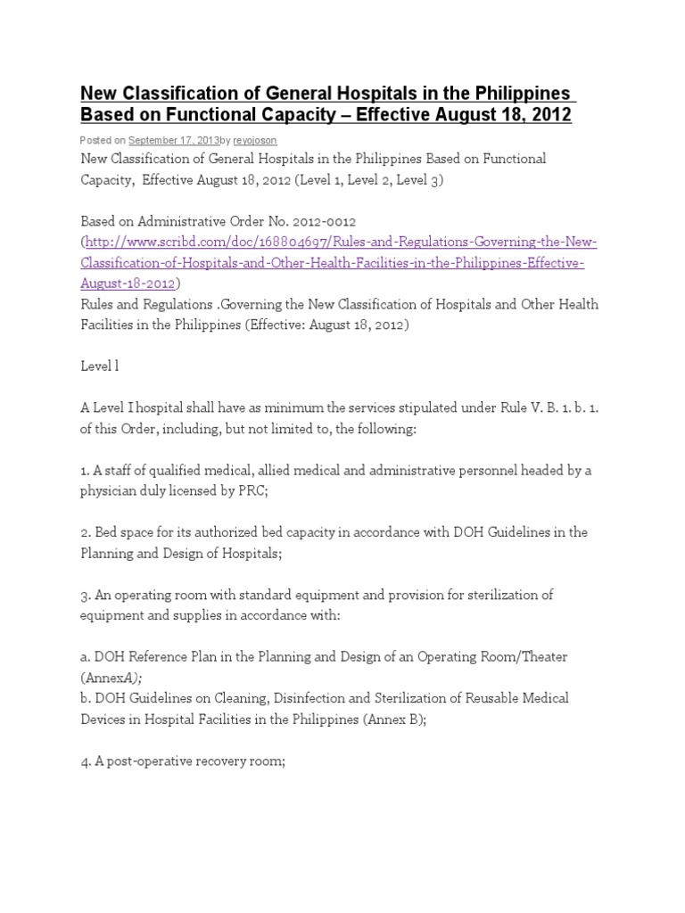 Hospital Classification in the Philippines | PDF | Neonatal Intensive ...