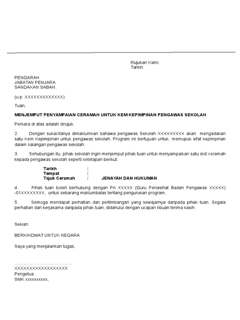 Contoh Surat Jemput Penceramah | PDF