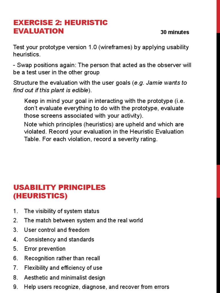 Heuristic Evaluation Worksheet | PDF