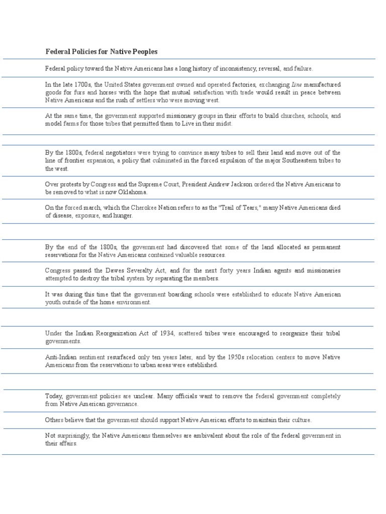 Federal Policies For Native Peoples | PDF | Native Americans In The ...