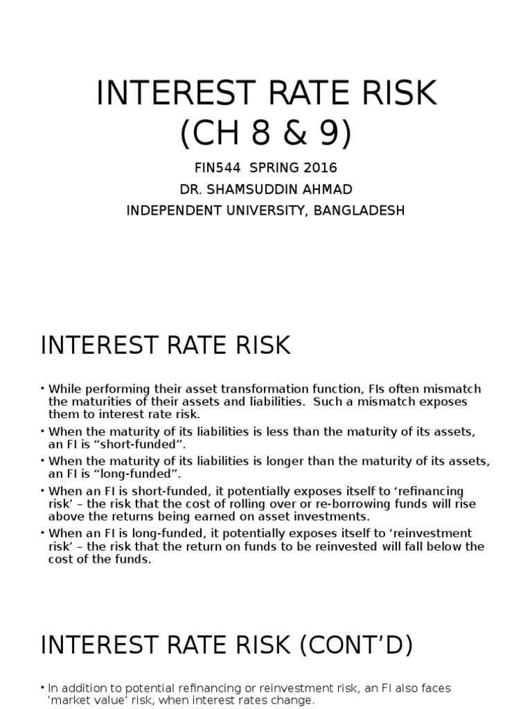 INTEREST RATE RISK I (CH 8).pptx | Bond Duration | Bonds (Finance)