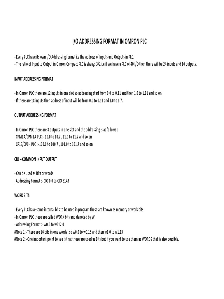 IO Addressing Format in Omron PLC | PDF