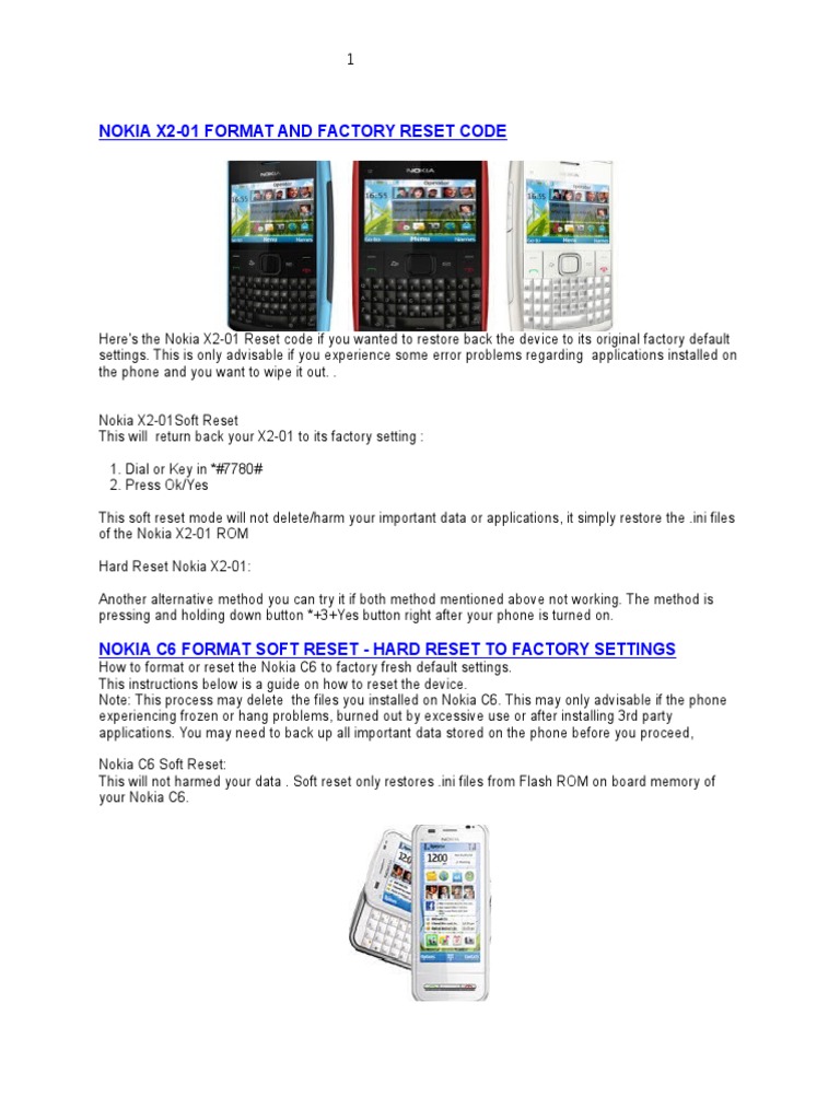 Codes For Nokia Phones | PDF | Booting | Android (Operating System)