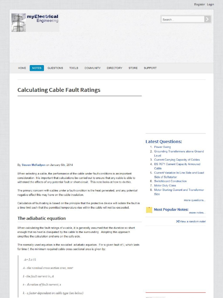 Calculating Cable Fault Ratings | PDF