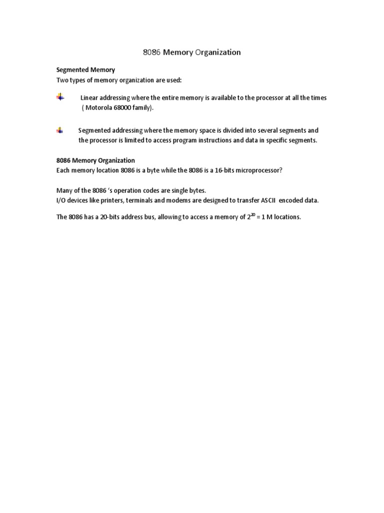 8086 Memory Organization | Download Free PDF | Computer Data Storage | Computer Memory
