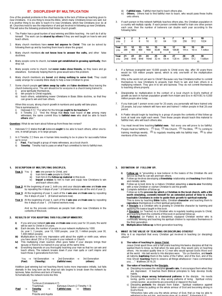 Discipleship by Multiplication. | PDF | Disciple (Christianity ...