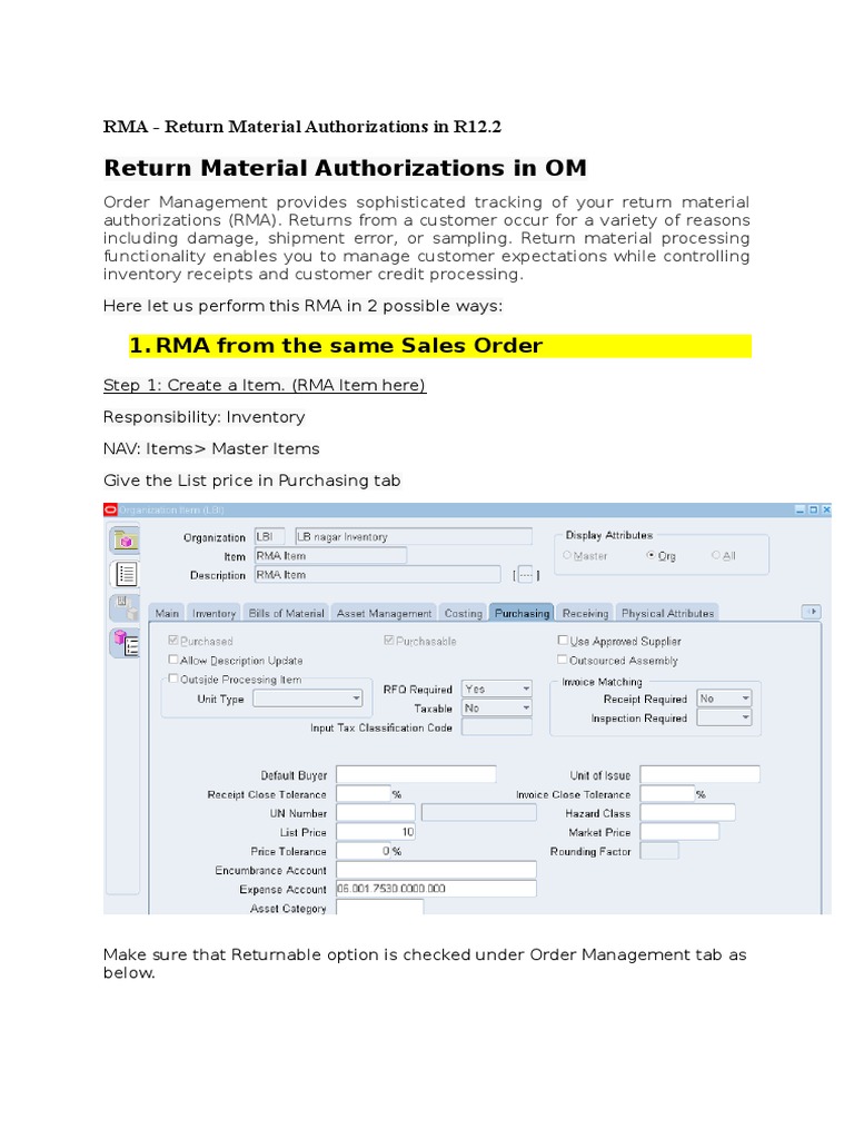 RMA and Returns | PDF | Receipt | Inventory