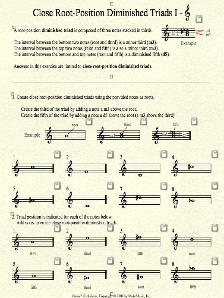 Close Root Position Diminished Triads All | PDF