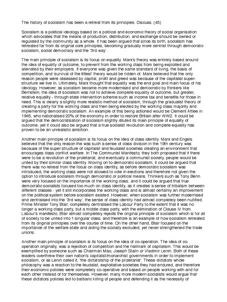 Evolution of Socialism's Core Principles | PDF | Socialism | Communism