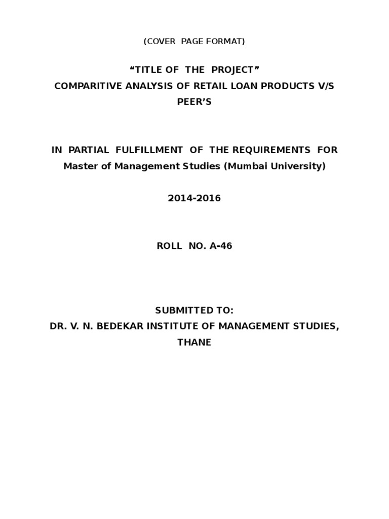 COVER PAGE FORMAT - Odt | PDF | Loans | Banks