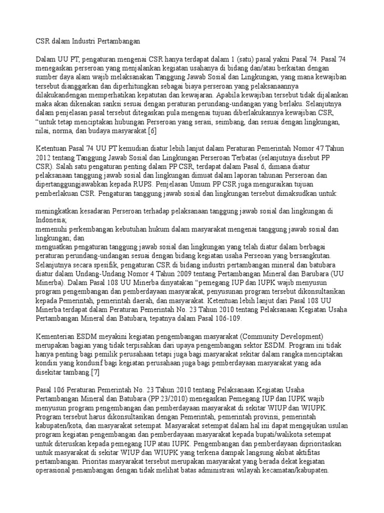 CSR Dalam Industri Pertambangan | PDF