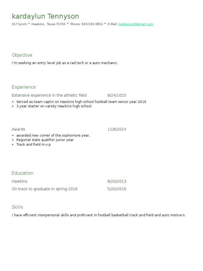 Entry-Level Rad Tech & Auto Mechanic Resume | PDF